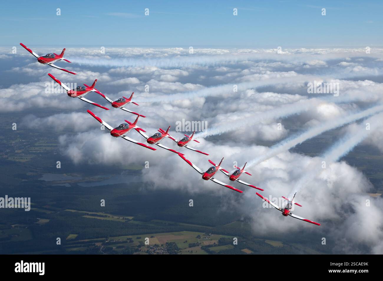 The Swiss Air Force PC-7 Team performs aerobatic maneuvers in Pilatus ...