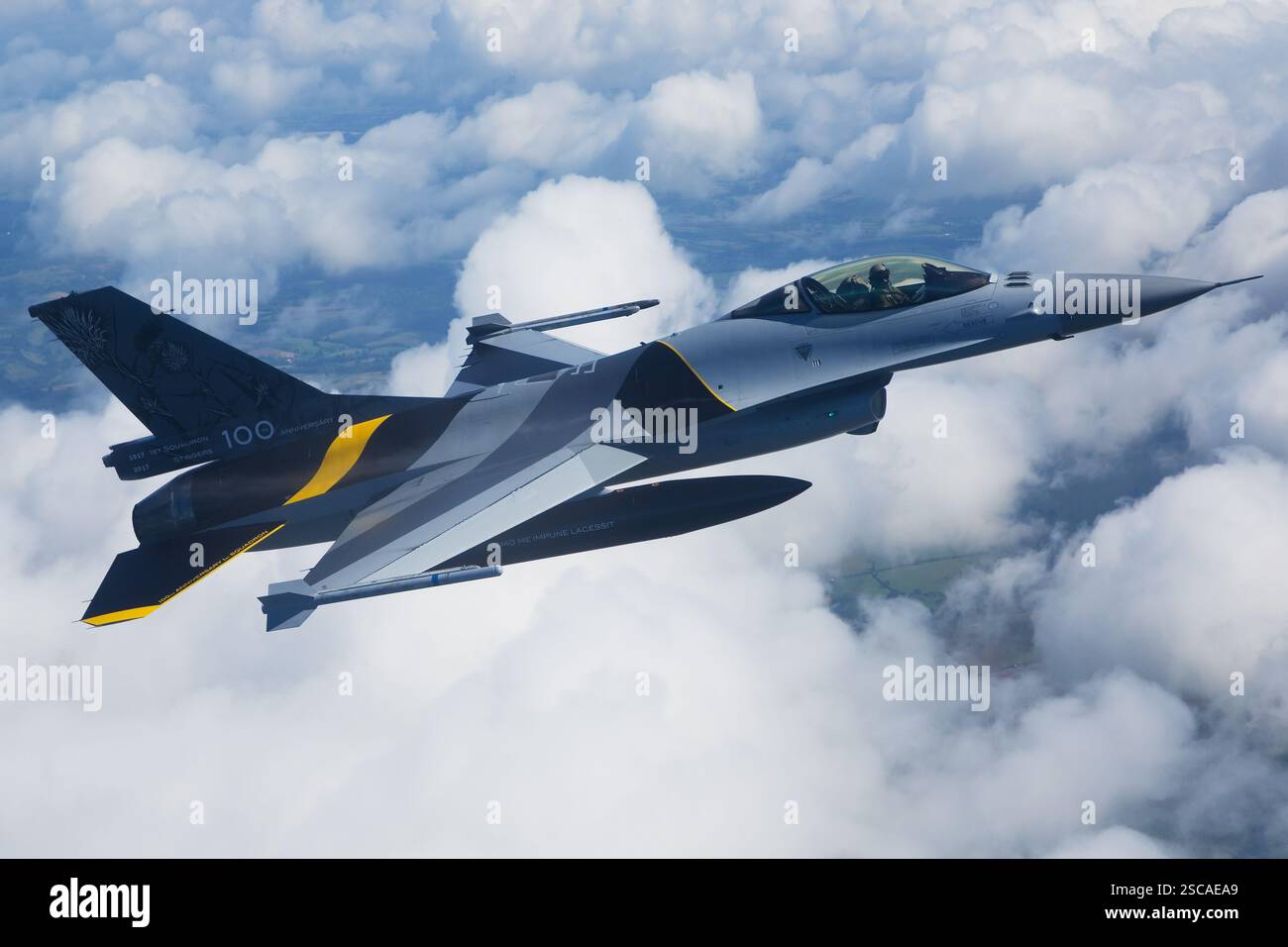 Belgian Air Force F-16 Fighting Falcon executing a high-G turn Stock ...