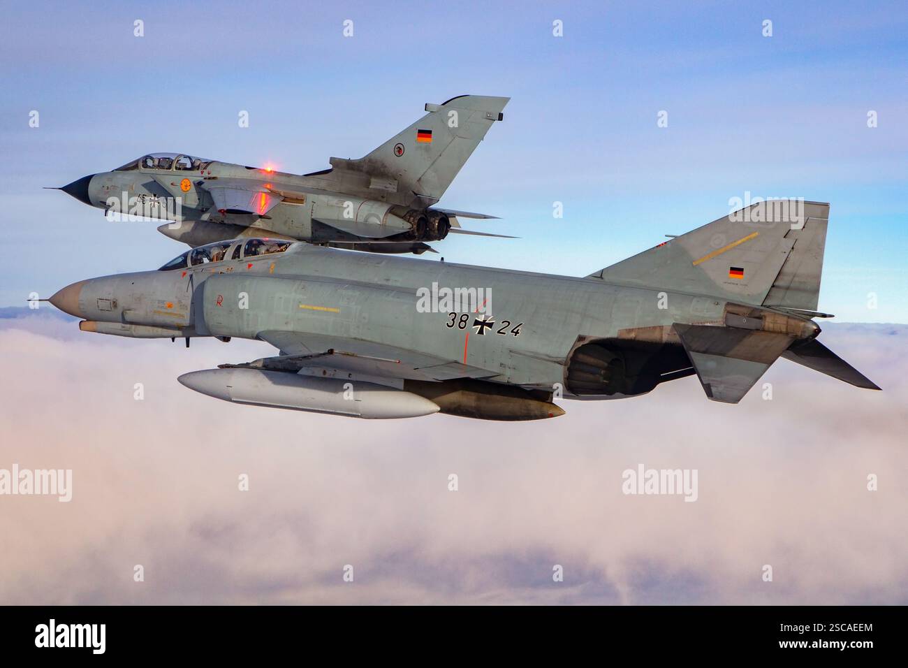 Formation of German Air Force F-4 Phantom and Panavia Tornado aircraft ...