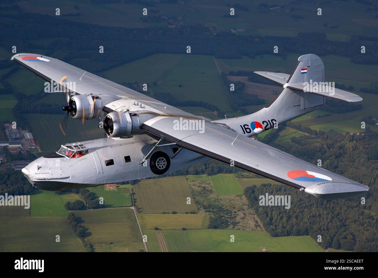 Consolidated PBY Catalina performing a turn during an air-to-air photo ...