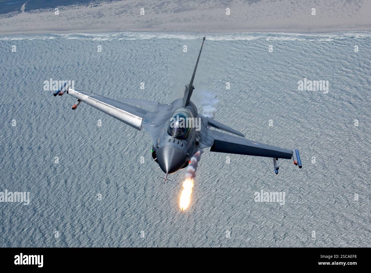 Royal Netherlands Air Force F-16 Fighting Falcon performing a flare ...