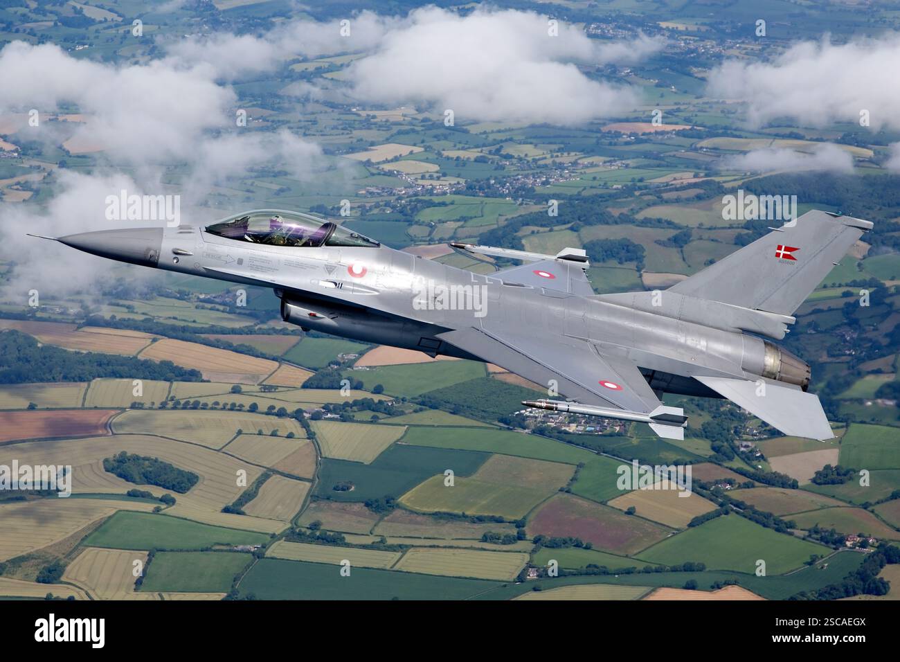 A Danish Air Force F-16 Fighting Falcon in flight during an air-to-air ...