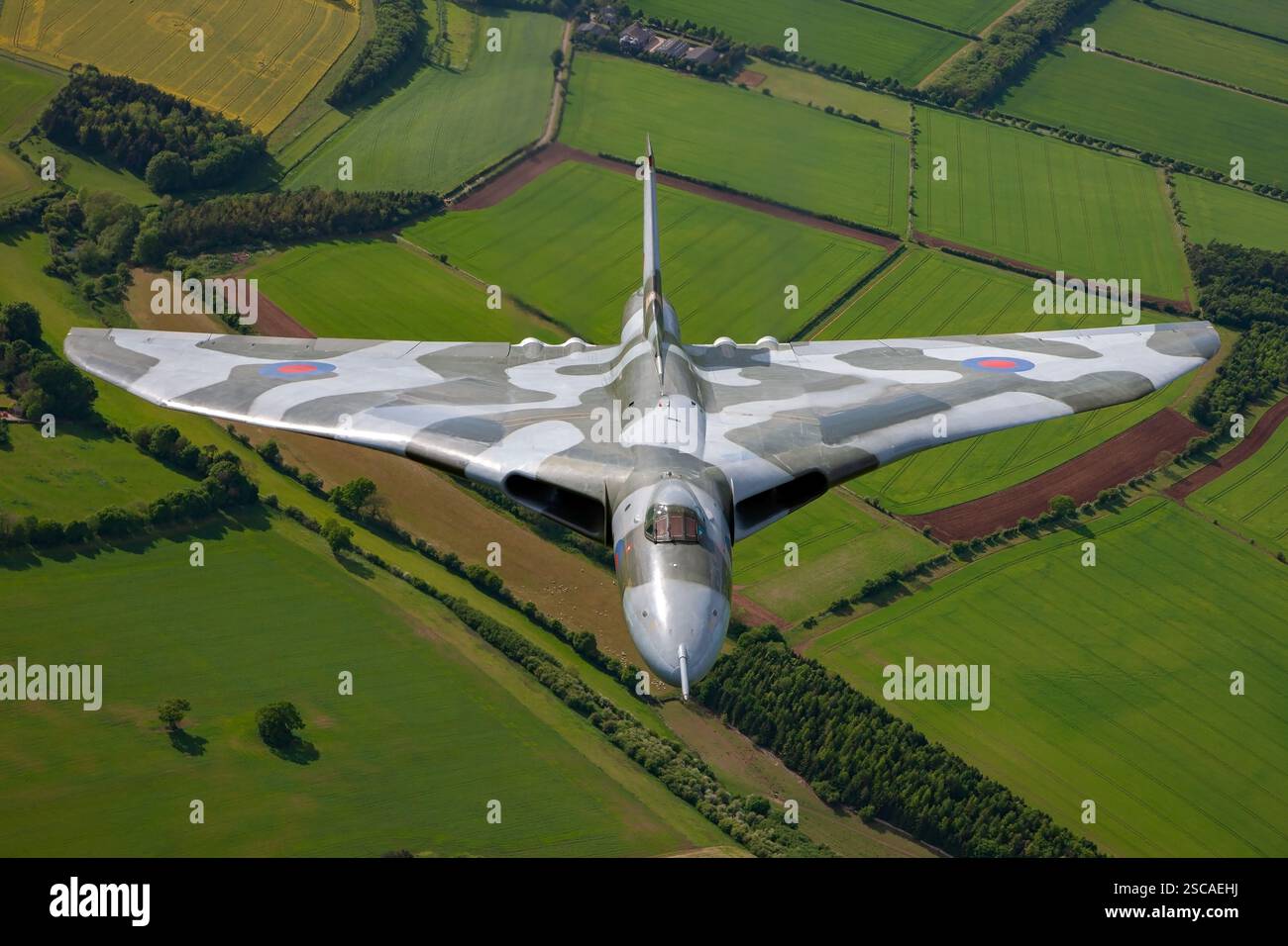 Avro Vulcan V-bomber flying in formation during an air-to-air photo ...