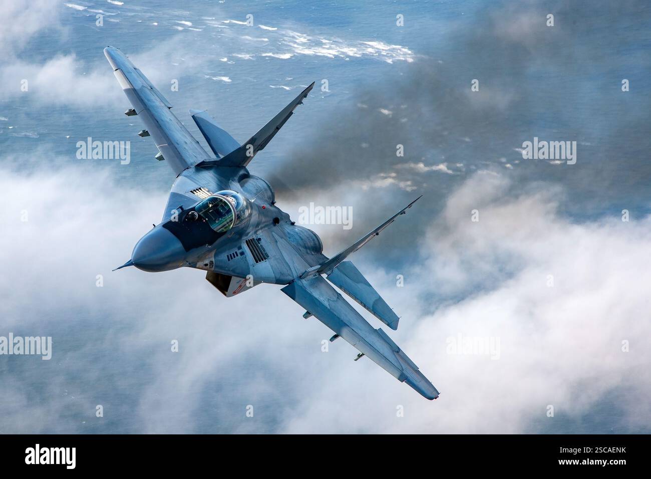 A Polish Air Force Mikoyan MiG-29 fighter jet in an air-to-air photo ...