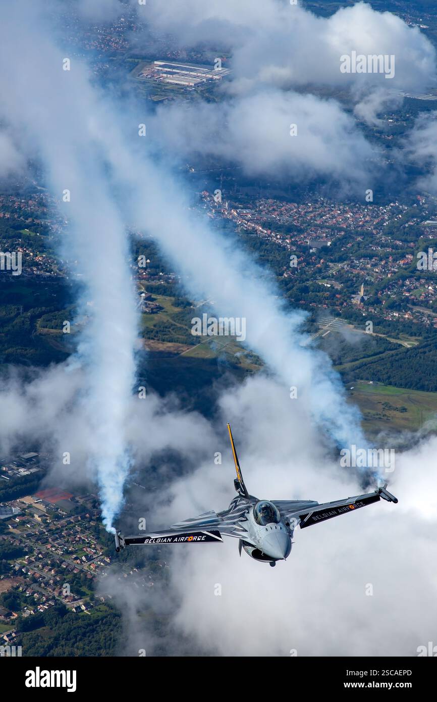 Belgian Air Force F-16 Fighting Falcon in a combat-ready posture during ...