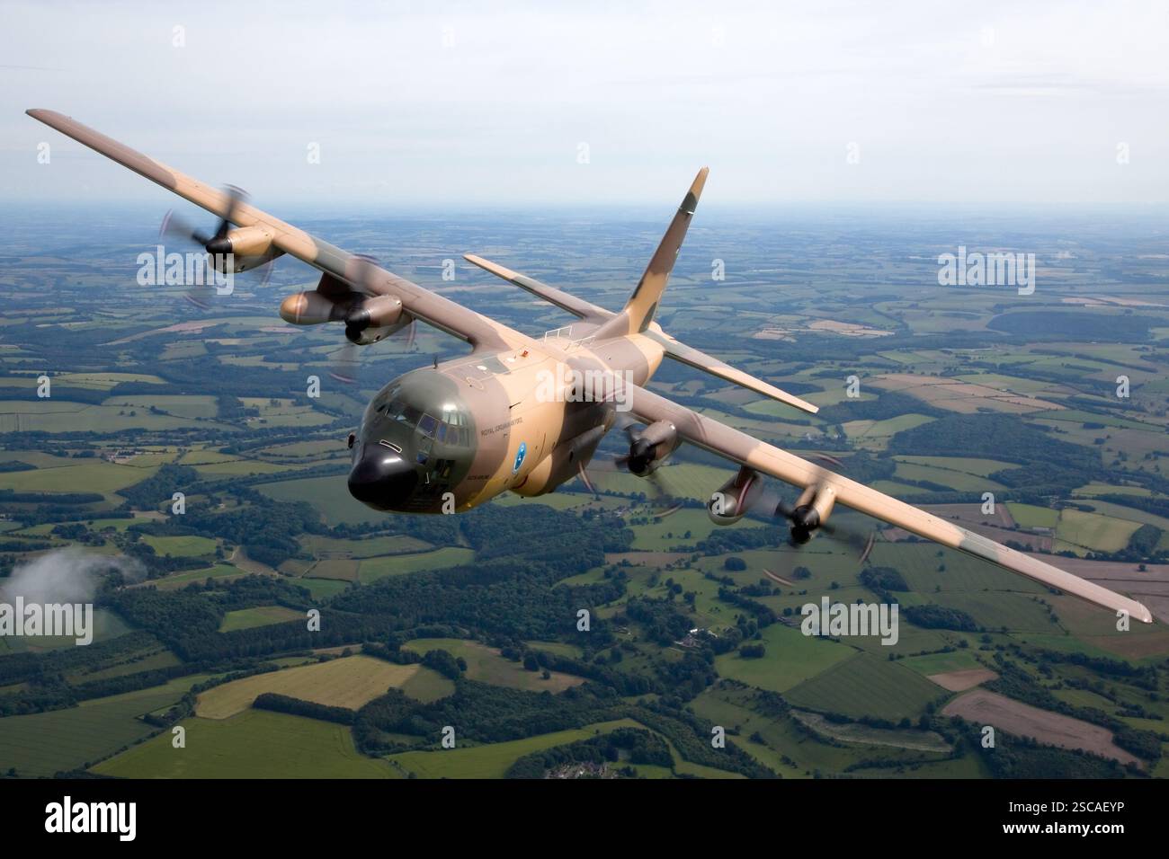 Royal Jordanian Air Force Lockheed C-130 Hercules in flight. The C-130 ...