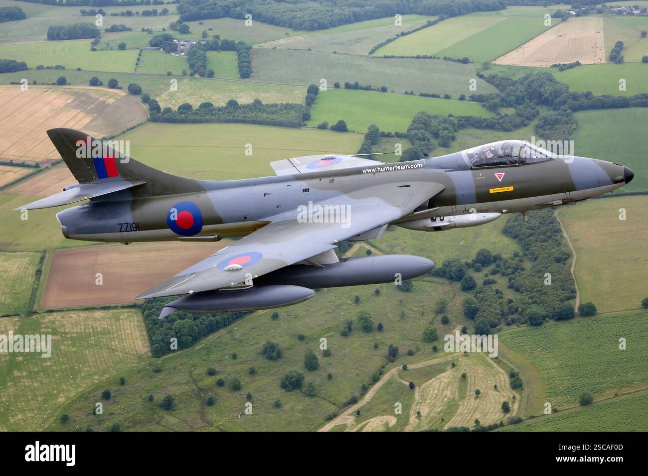 The British-built Hawker Hunter in flight, powered by a Rolls-Royce ...