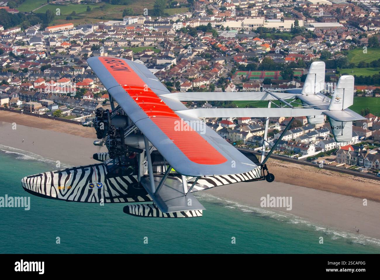 Sikorsky S-38, a twin-engine amphibious aircraft, flying during an air ...