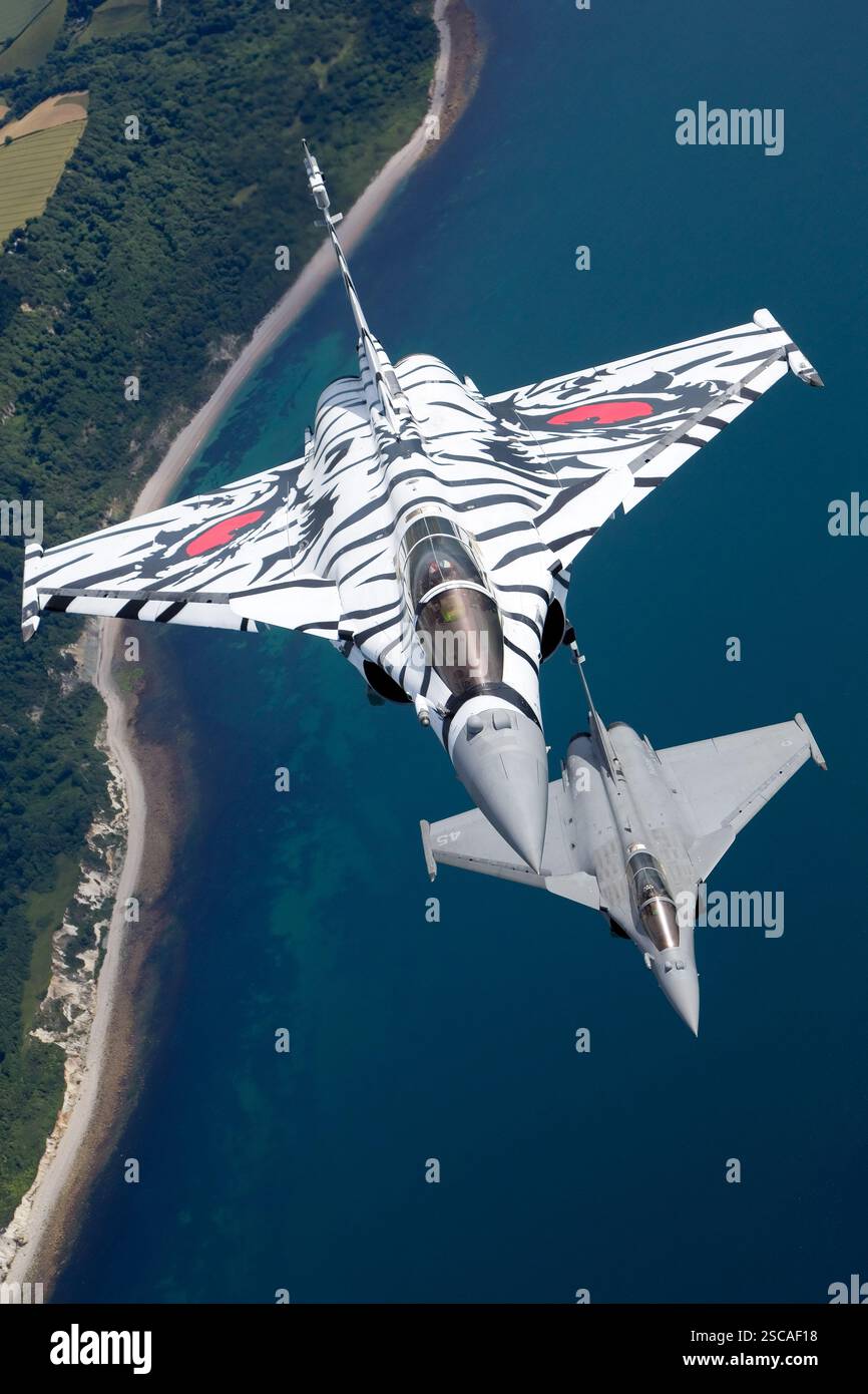 A French Air Force Dassault Rafale in full flight, captured during an ...