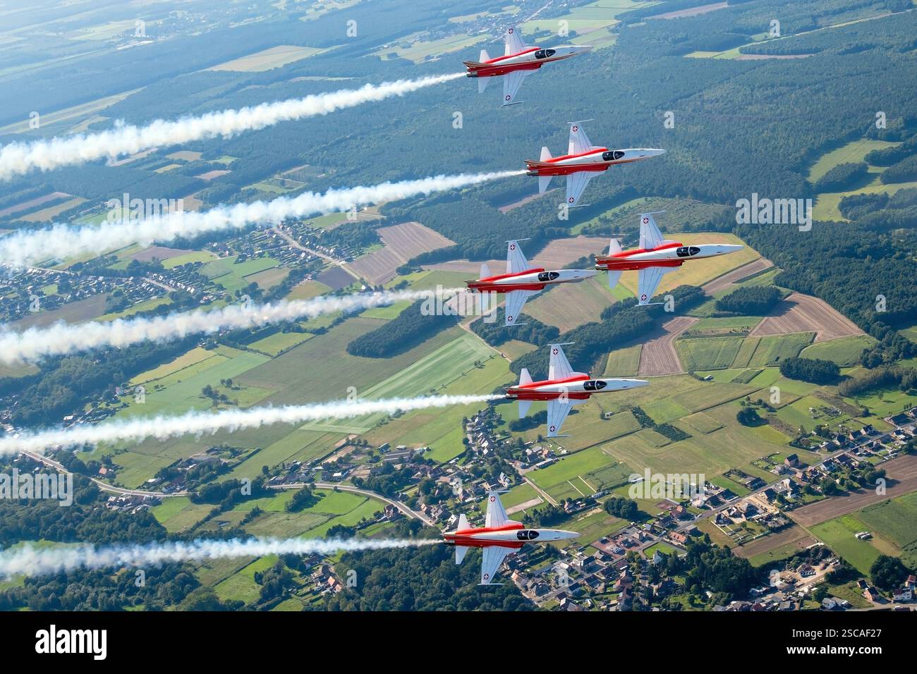 The Patrouille Suisse aerobatic team, flying the Northrop F-5E Tiger II ...