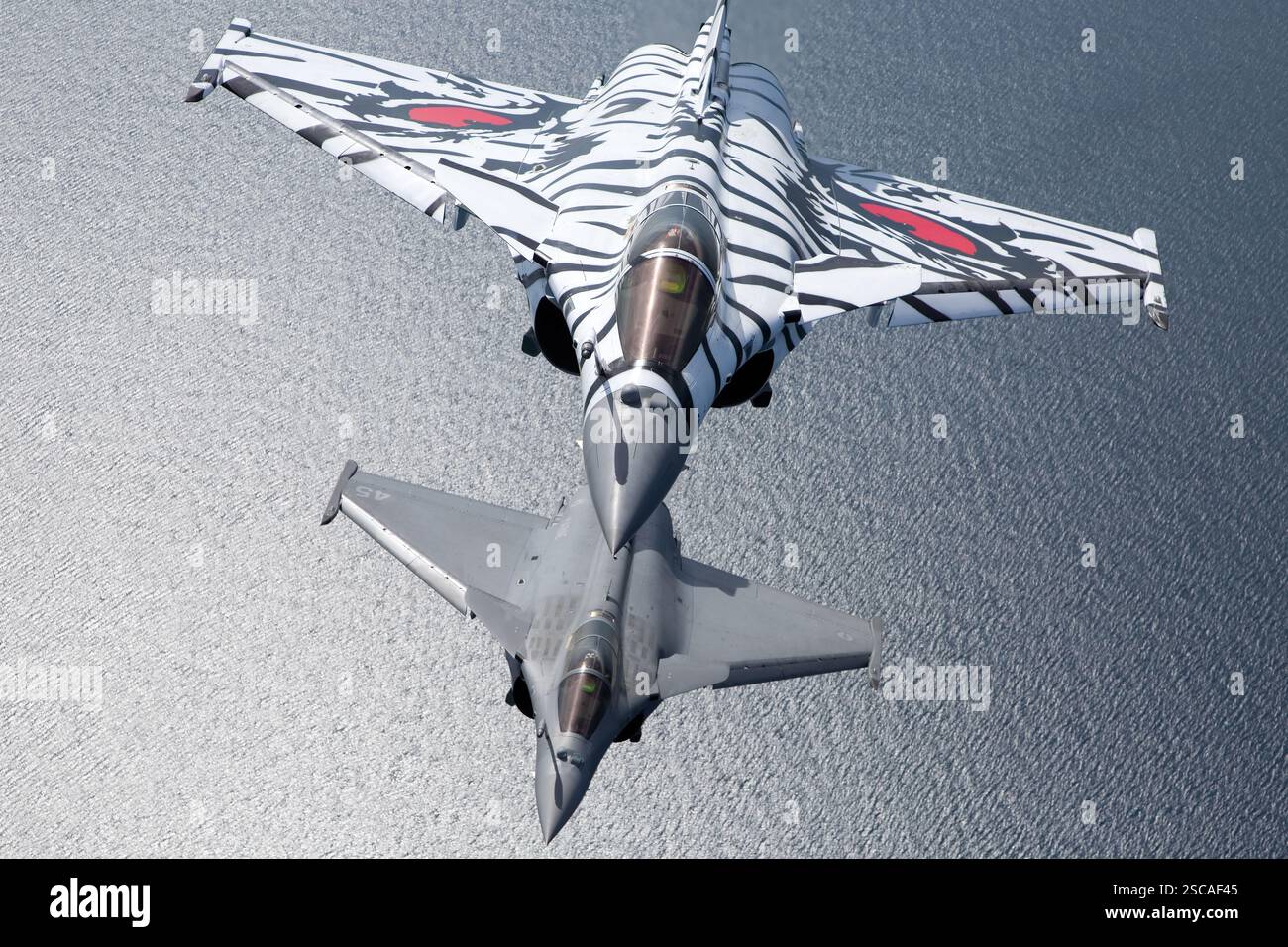 A French Air Force Dassault Rafale flying during an air-to-air photo ...