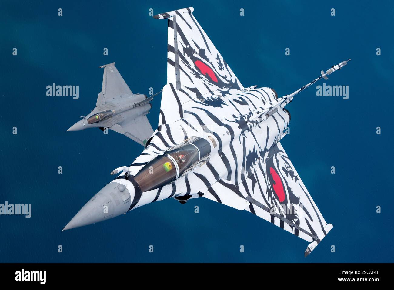 A French Air Force Dassault Rafale flying during an air-to-air photo ...