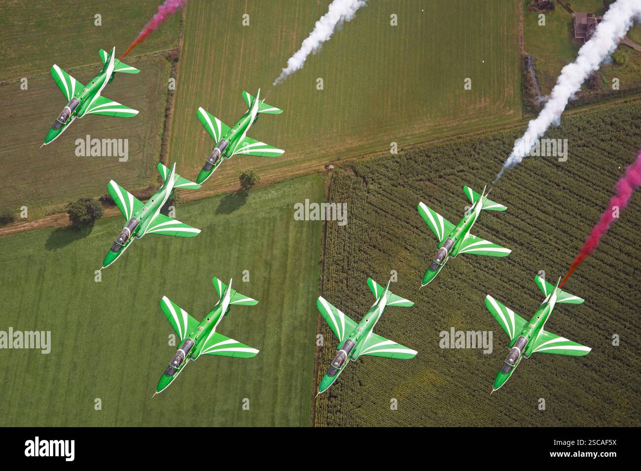 The Saudi Hawks aerobatic team, flying the BAE Systems Hawk, showcases ...