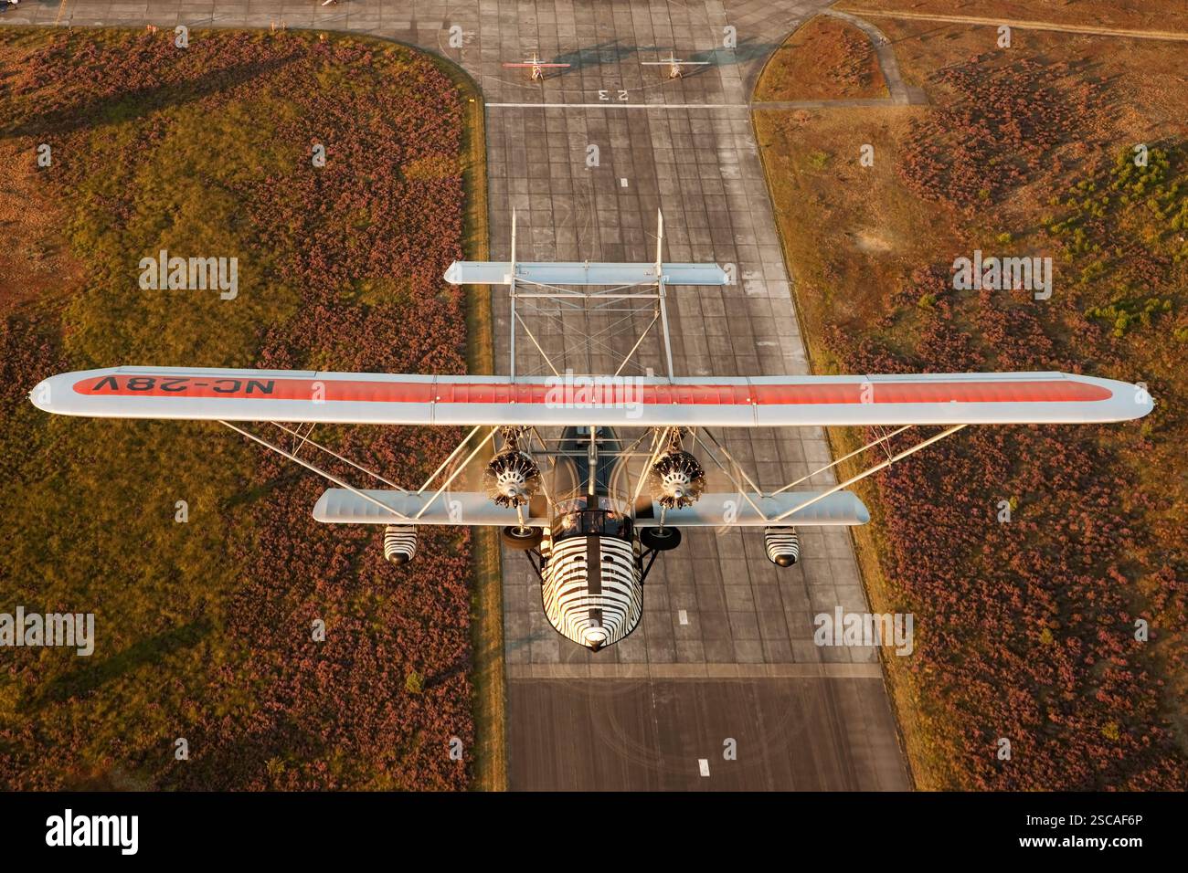 Sikorsky S-38 amphibious biplane flying in formation during an air-to ...