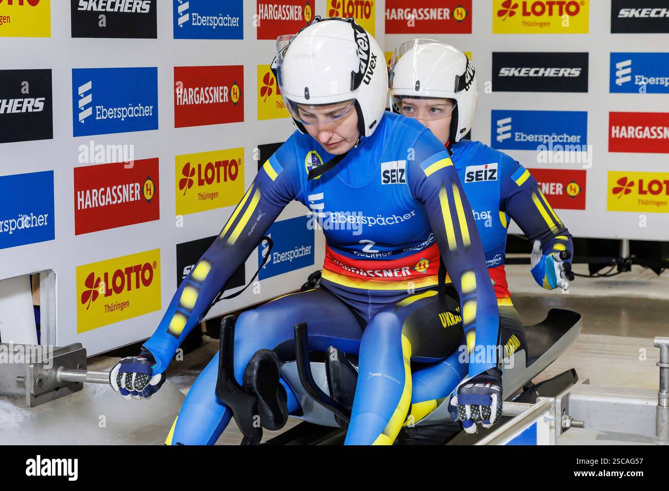 Olena Stetskiv mit Oleksandra Mokh (UKR, Ukraine) beim Start, 25.01. ...