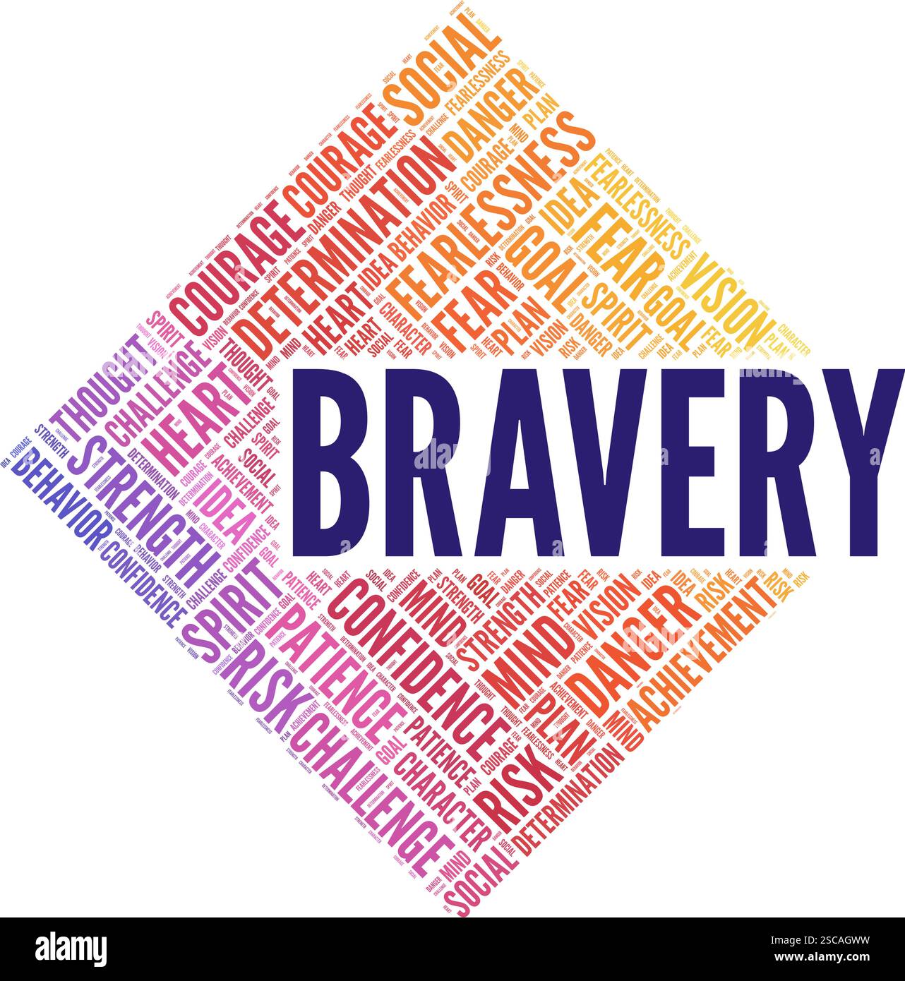 Bravery word cloud conceptual design isolated on white background Stock ...