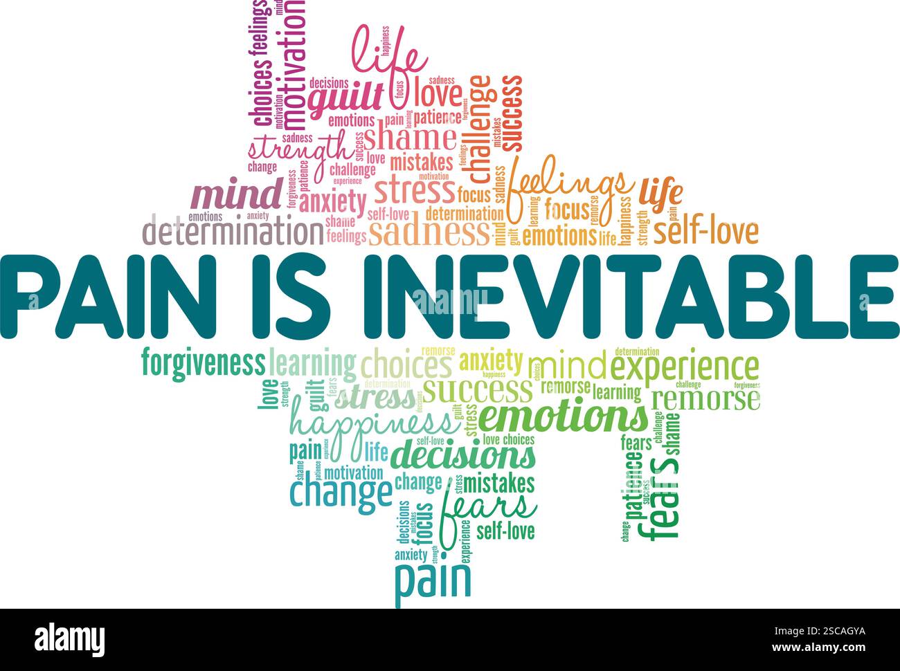 Pain is Inevitable word cloud conceptual design isolated on white ...