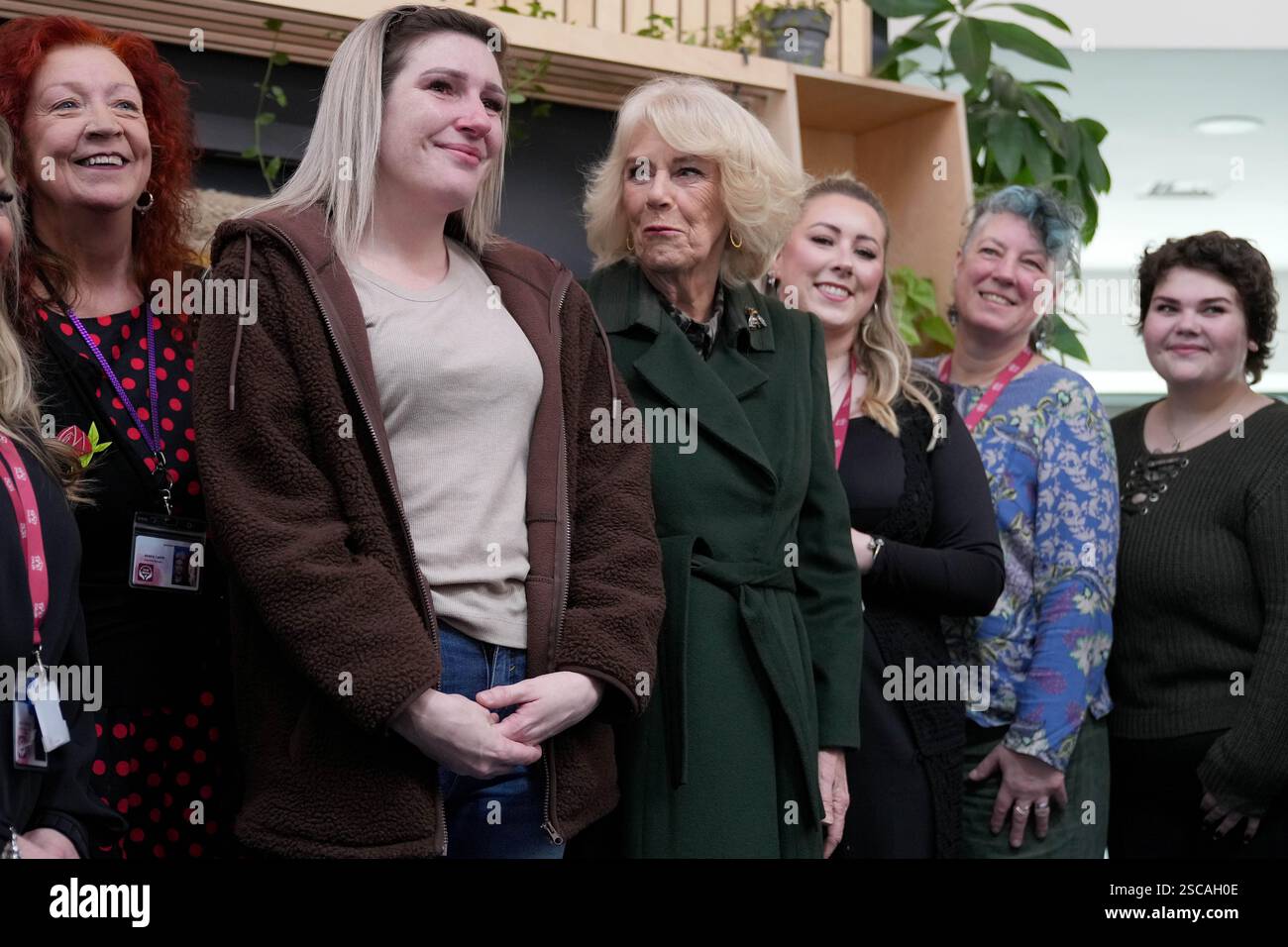 Queen Camilla meets staff during a visit to CoLab Exeter, a multi ...