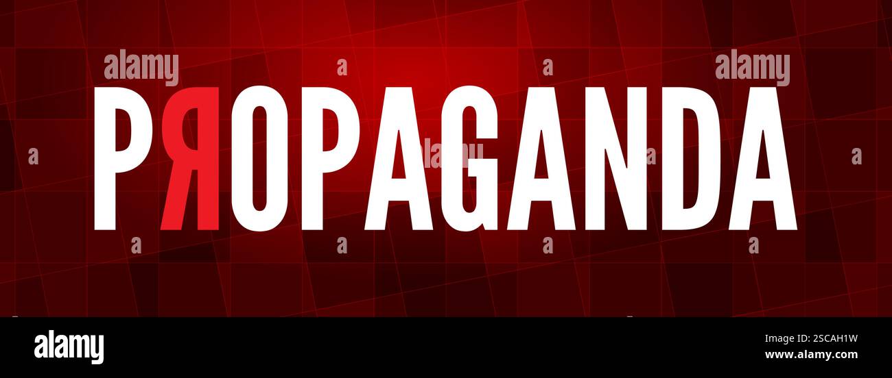 Propaganda typographic design. White and red letters over dark red ...