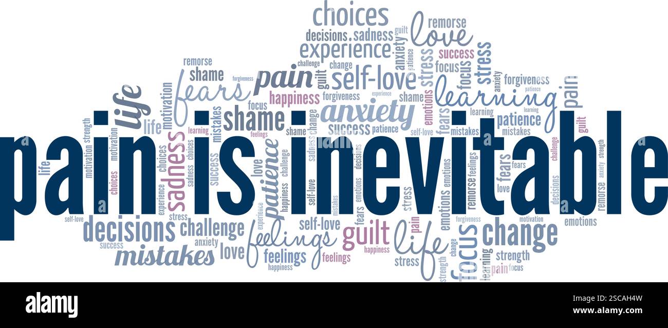 Pain is Inevitable word cloud conceptual design isolated on white ...