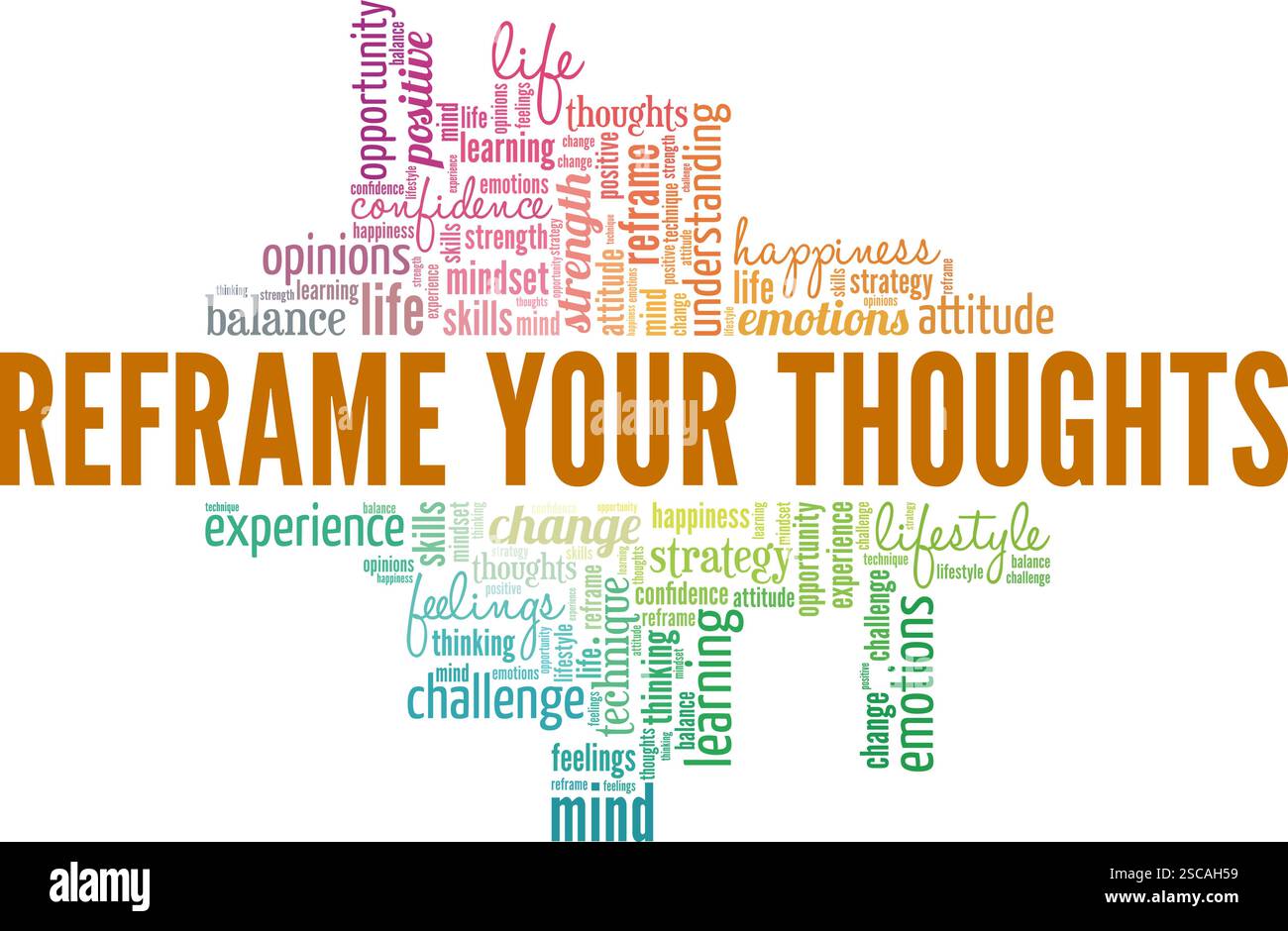 Reframe Your Thoughts word cloud conceptual design isolated on white ...