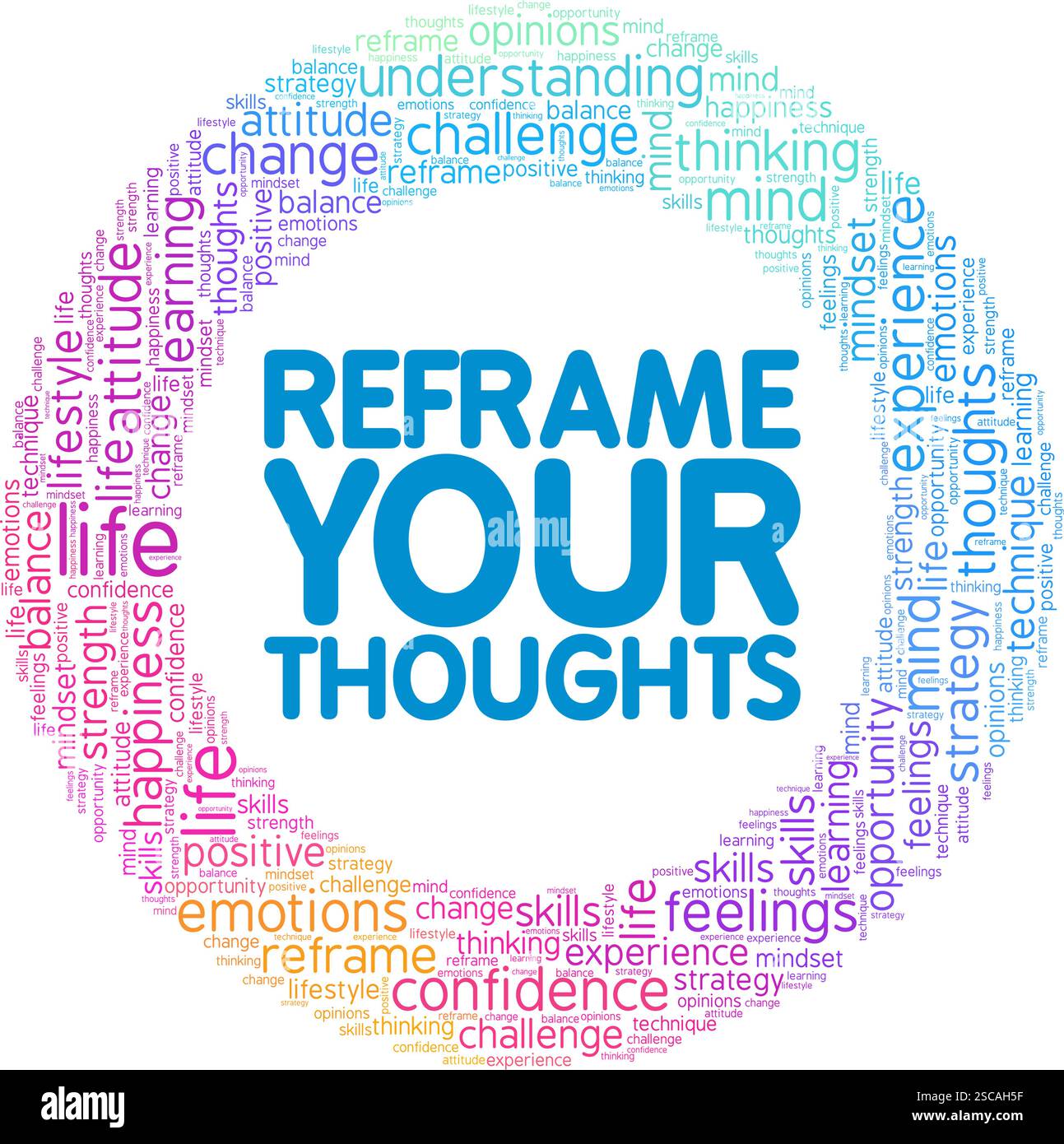 Reframe Your Thoughts word cloud conceptual design isolated on white ...