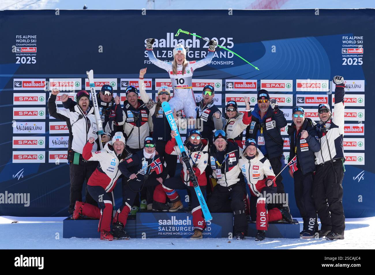 Norway's Kajsa Vickhoff Lie celebrates with the team after taking third ...