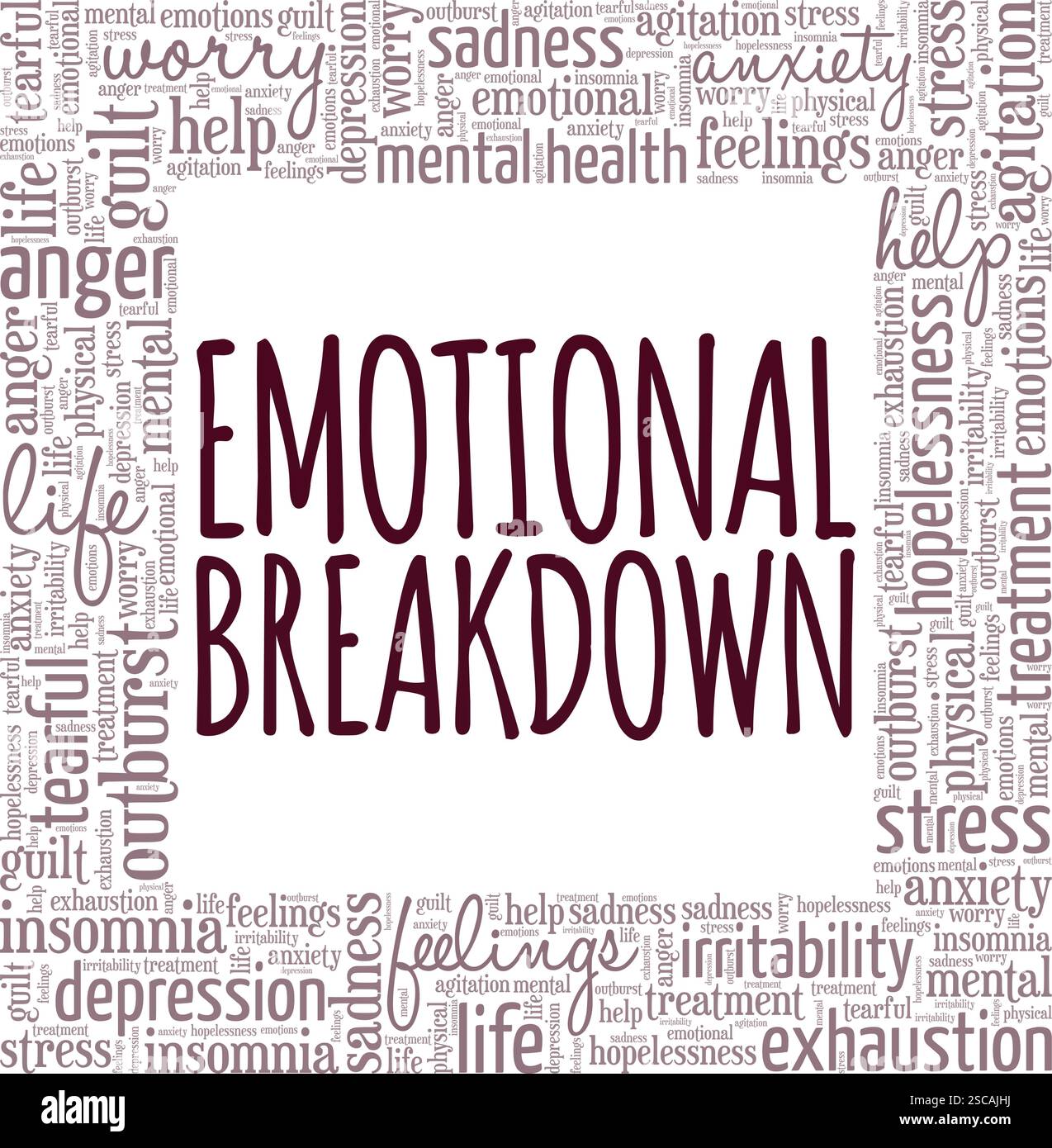 Emotional Breakdown word cloud conceptual design isolated on white ...