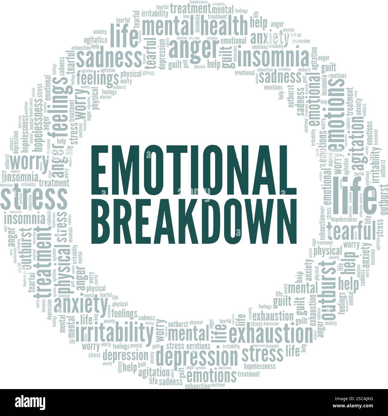 Emotional Breakdown word cloud conceptual design isolated on white ...