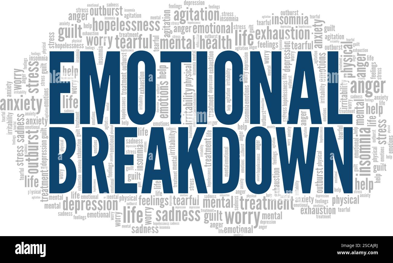Emotional Breakdown word cloud conceptual design isolated on white ...