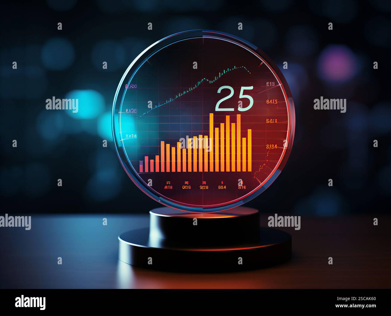 A colorful, glowing clock with the numbers 2025 on it. The clock is ...