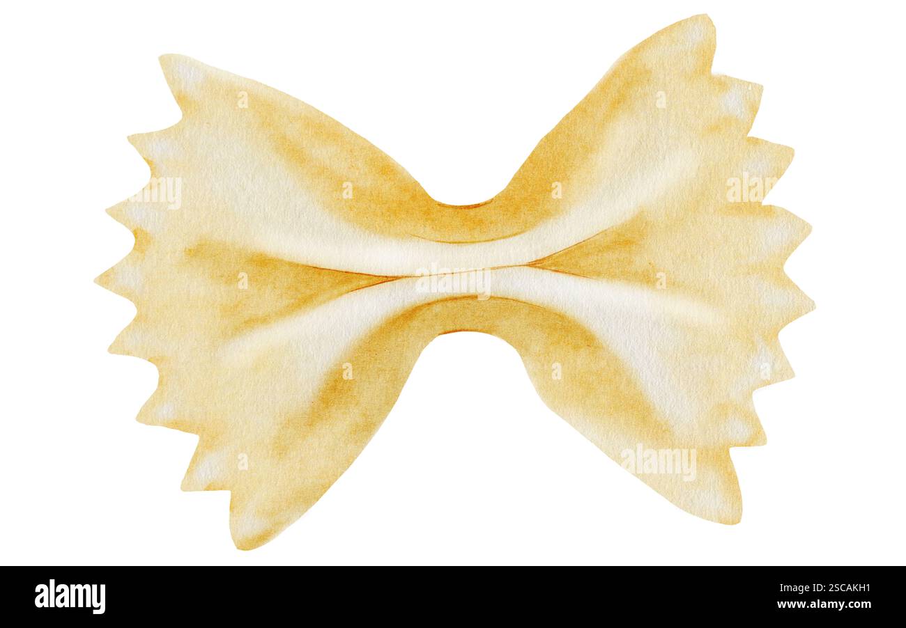 Pasta farfalle watercolor. Hand drawn italian macaroni on white ...