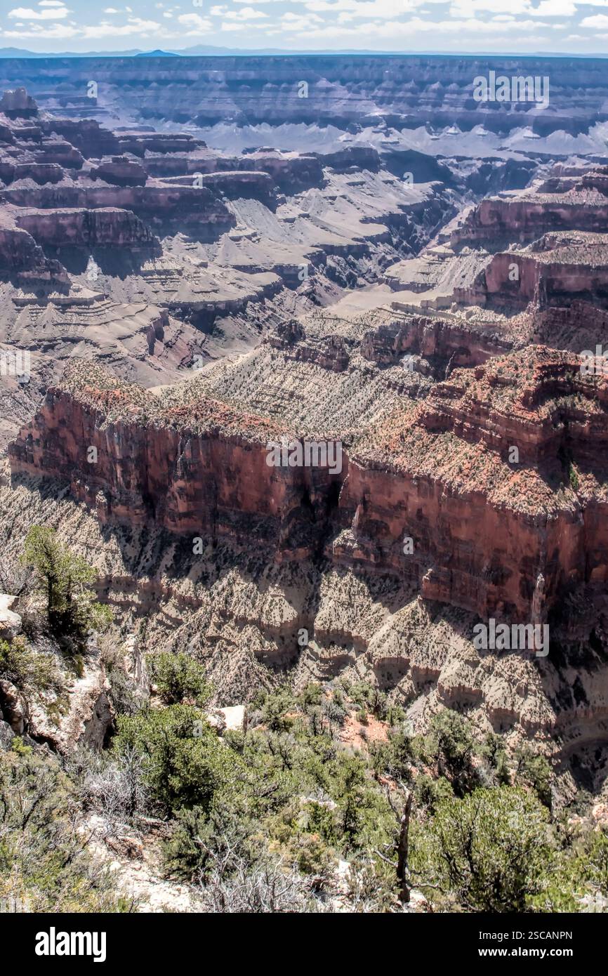 A mountain range with a canyon in the middle. The canyon is very deep ...