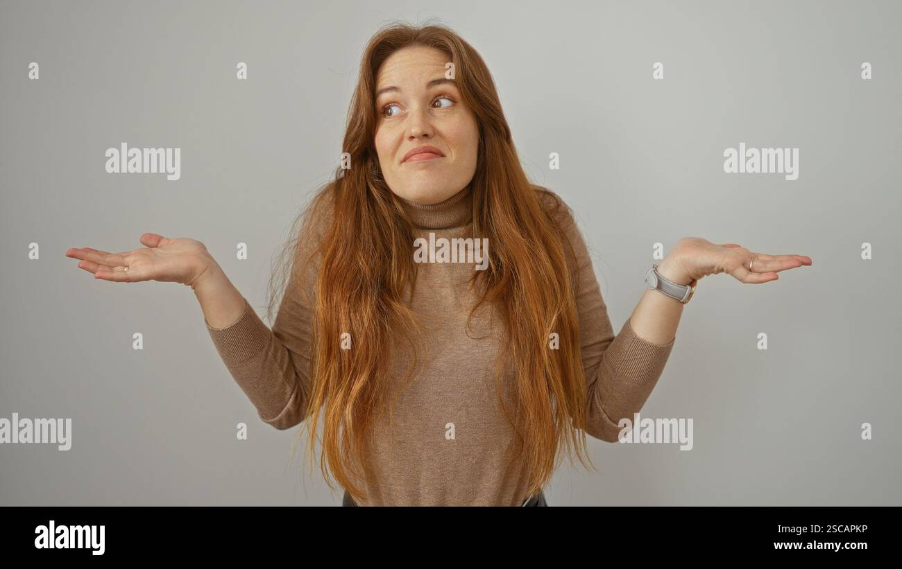 Woman shrugging in casual hi-res stock photography and images - Alamy