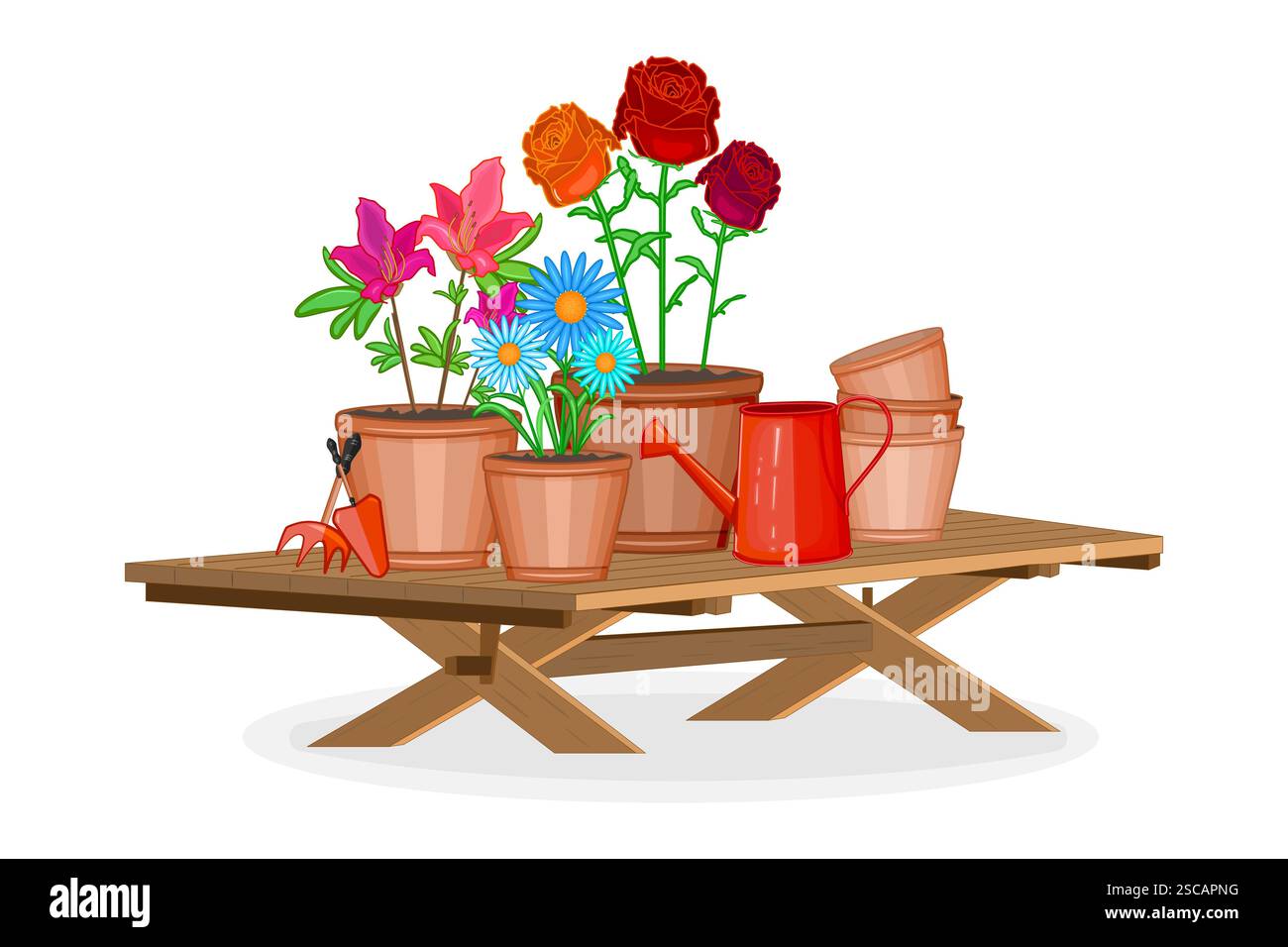 Flower pots in greenhouse Stock Vector Images - Alamy