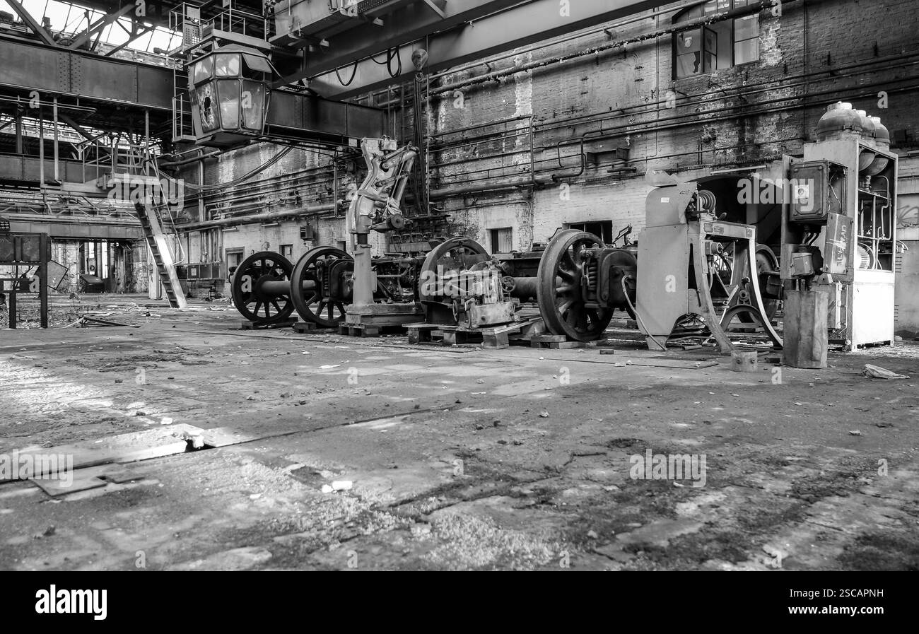 Old steam locomotive factory hall from the former GDR East Germany ...