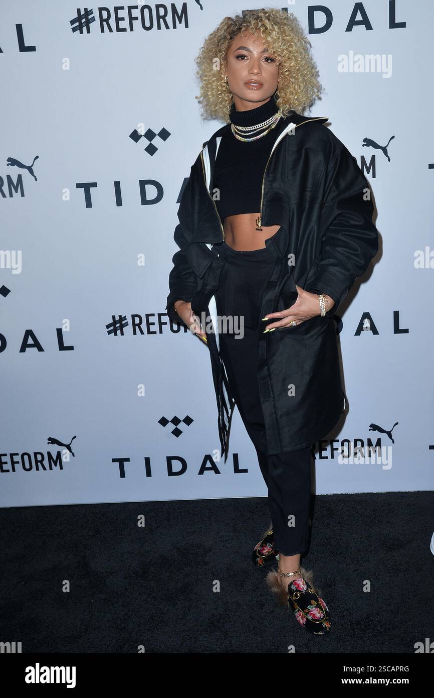 DaniLeigh attending the fourth annual TIDAL X: Brooklyn benefit concert ...
