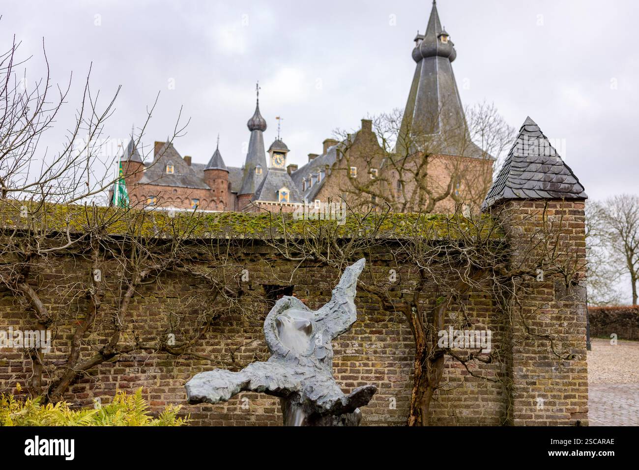 Exterior of moated Doorwerth cultural heritage historic castle museum ...