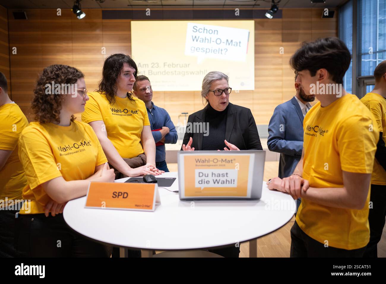 06 February 2025, Berlin: Jessika Wischmeier (2nd from right), SPD ...