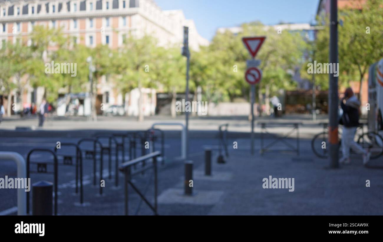 Blurred street view in marseilles featuring defocused urban scene with ...