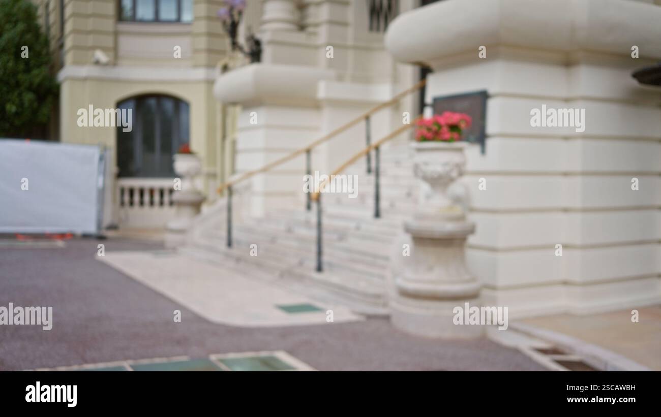 Blurred view of luxury outdoor scene in monaco with defocused building ...