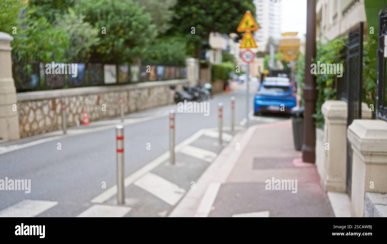 Blurred street scene in monaco featuring urban landscape with luxury ...