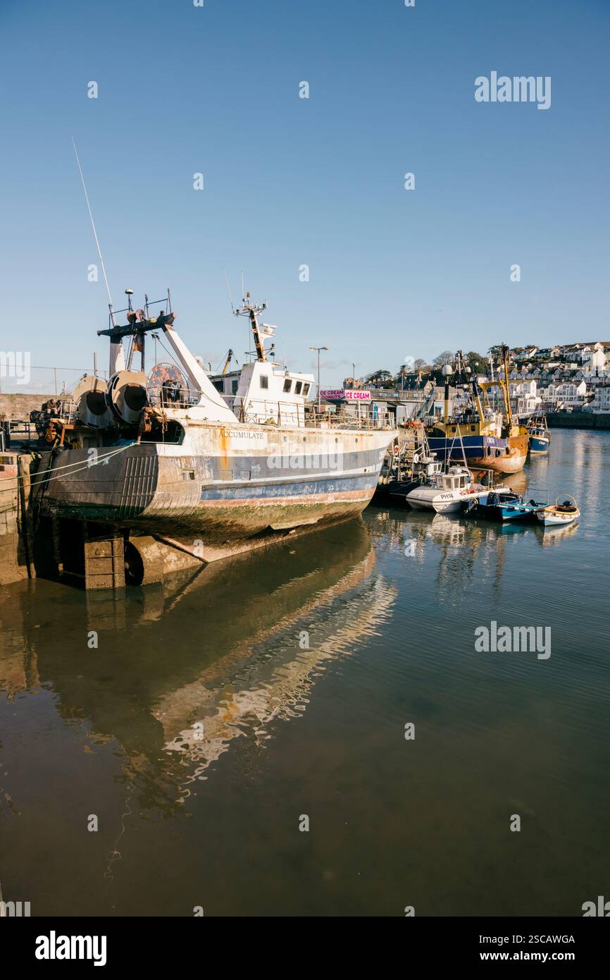 Fishing boats in the Brixham harbour, Devon UK Stock Photo - Alamy
