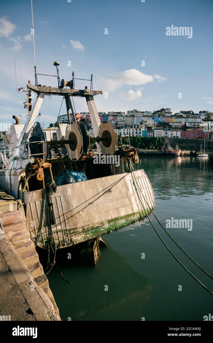 Fishing boats in the Brixham harbour, Devon UK Stock Photo - Alamy