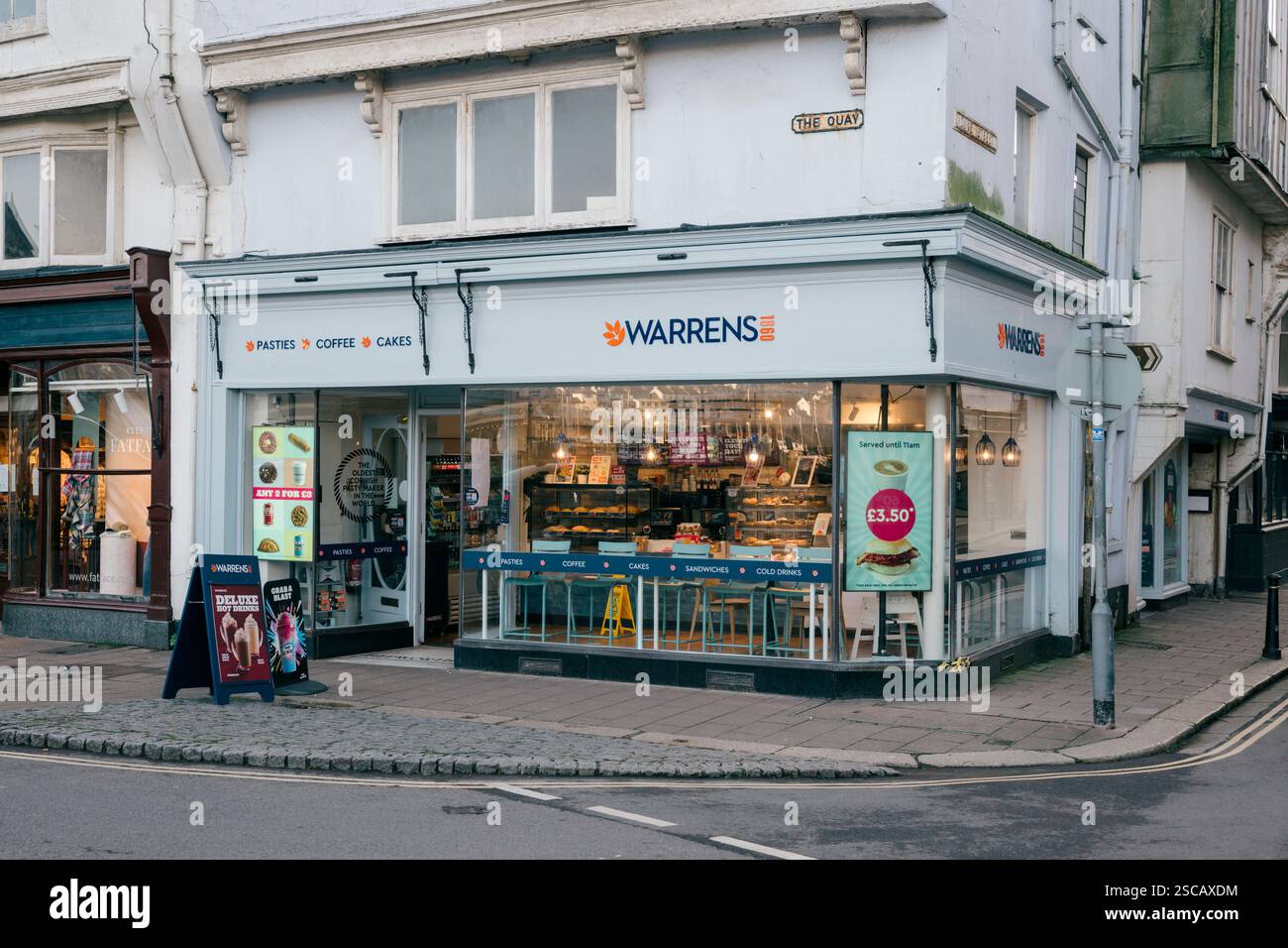 Warrens cornish Pasty shop and bakers in Dartmouth Devon UK Stock Photo ...