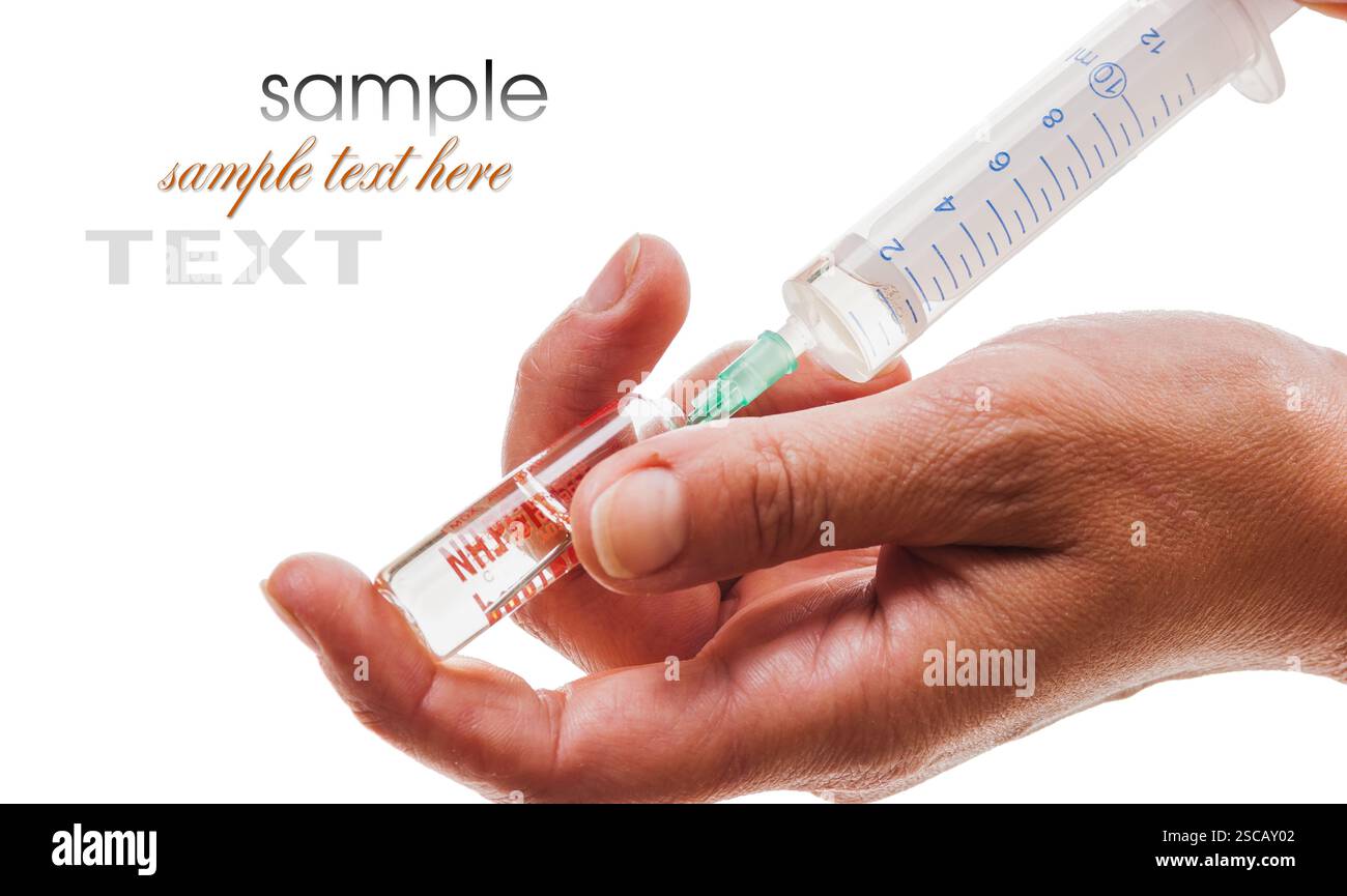 introduction of intravenous injection isolated on white background ...