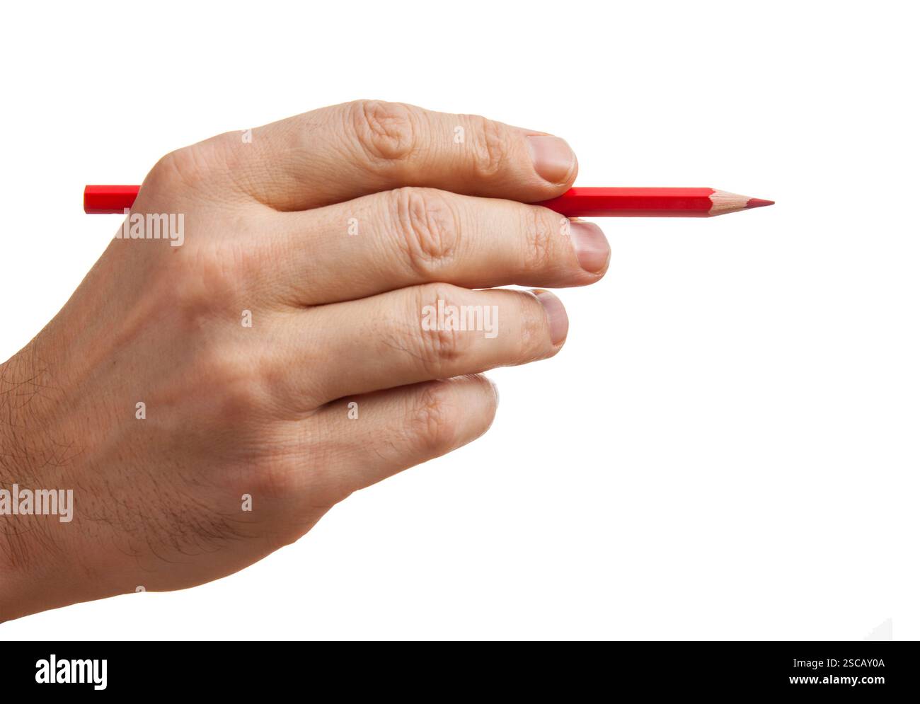 pencil in hand isolated on white background Stock Photo - Alamy