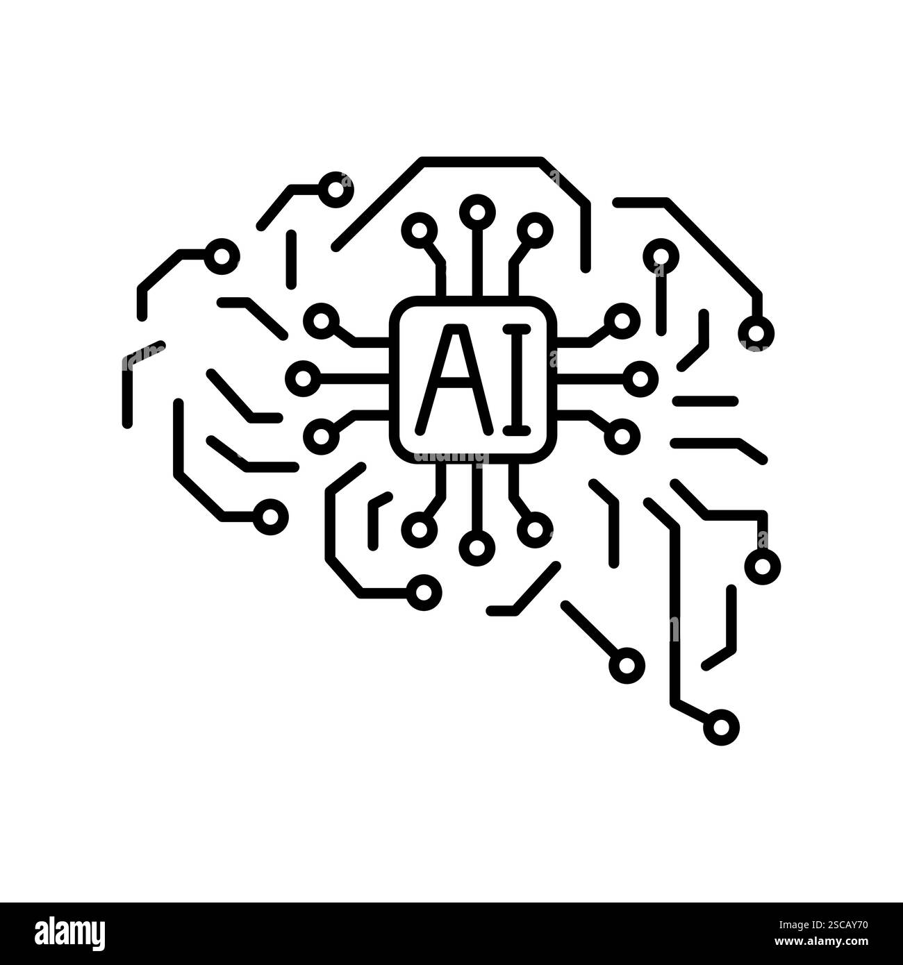 Ai Black Line Icon Vector Isolated Element Editable Stroke Stock Vector Image And Art Alamy