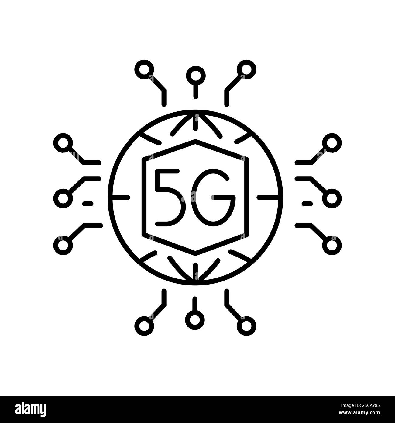 5g Technology Black Line Icon Vector Isolated Element Editable Stroke Stock Vector Image And Art
