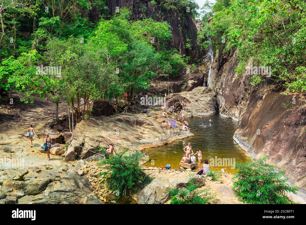 Thailand, Koh Chang, March 27, 2015. The most famous waterfall Klong ...